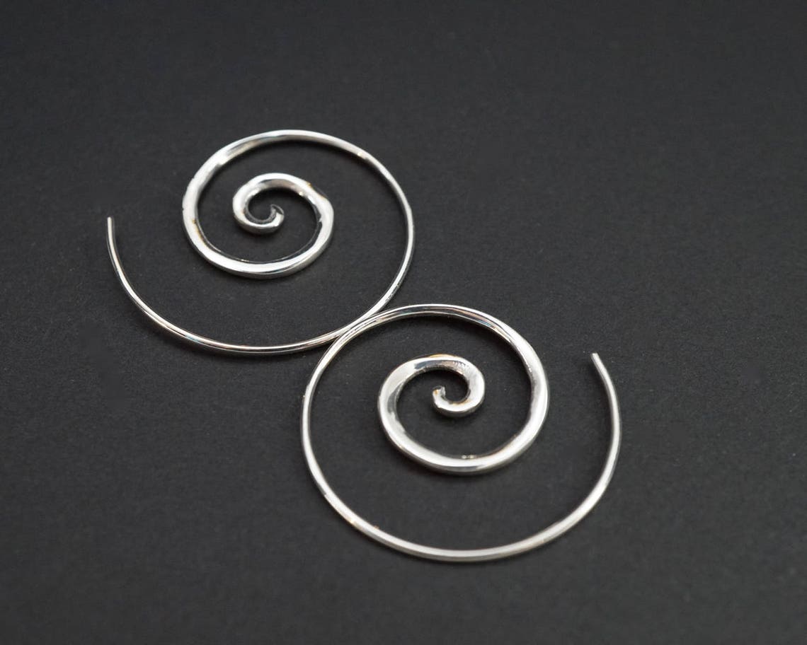 Spiral Earrings Solid Sterling Silver Small 1.25 - Etsy
