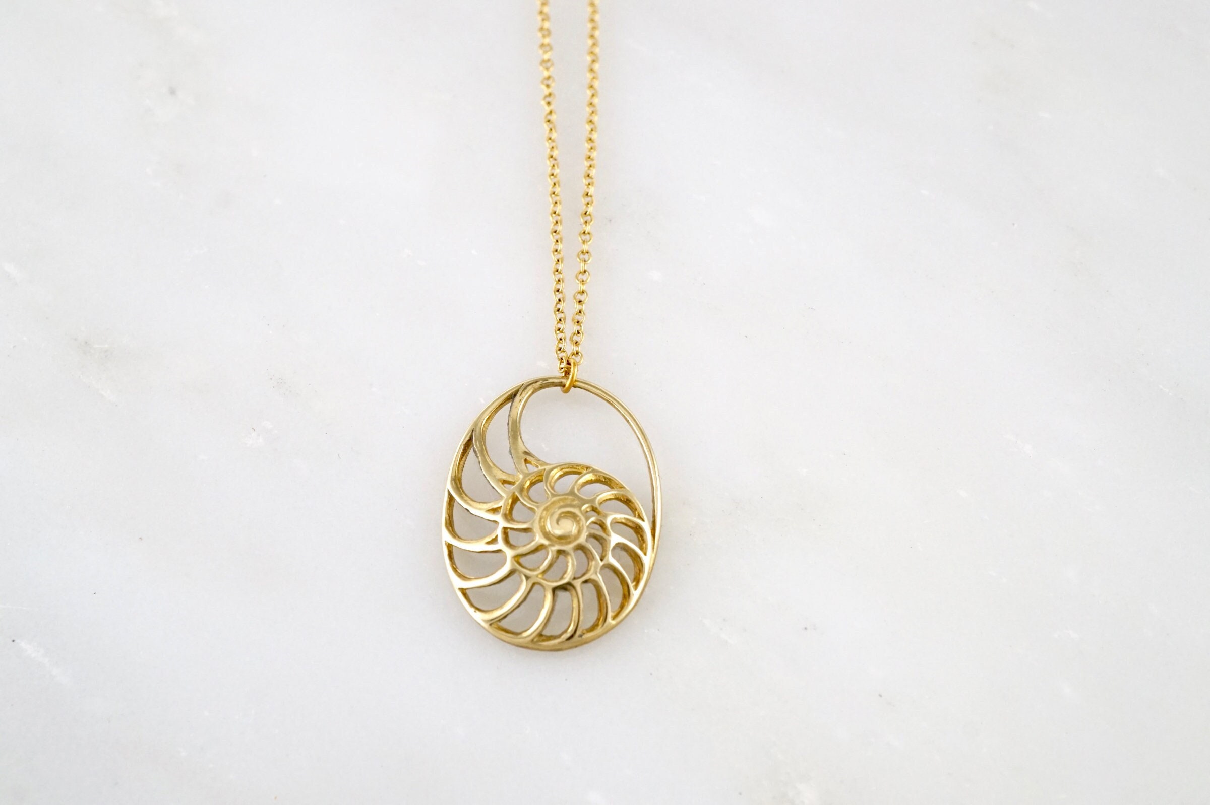 Nautilus Necklace - Ammonite Pendant - Fibonacci Spiral - Sea Shell ...