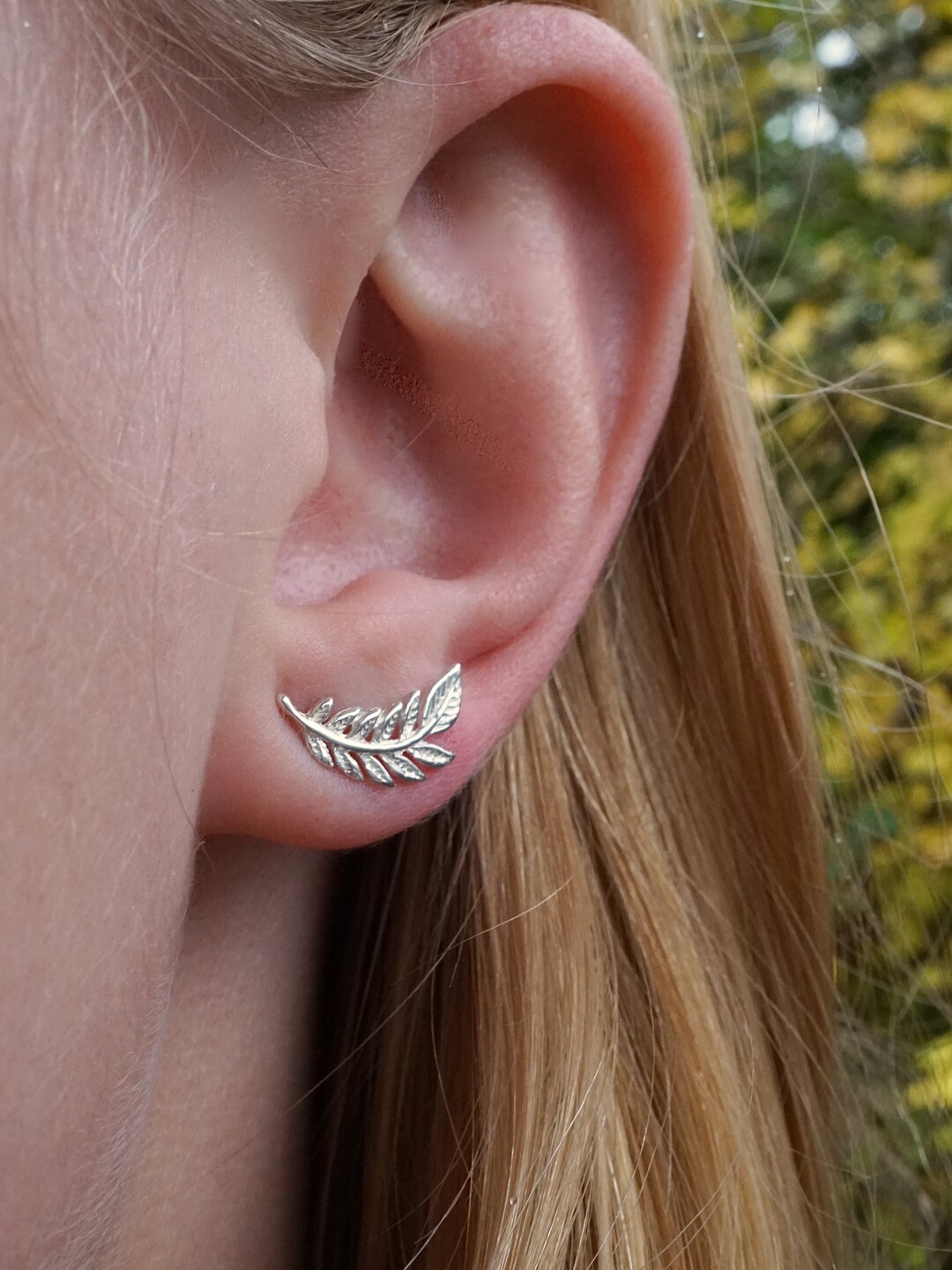 Tiny Leaf Studs Solid Sterling Silver Nature Jewelry Olive Leaf 266S - Etsy