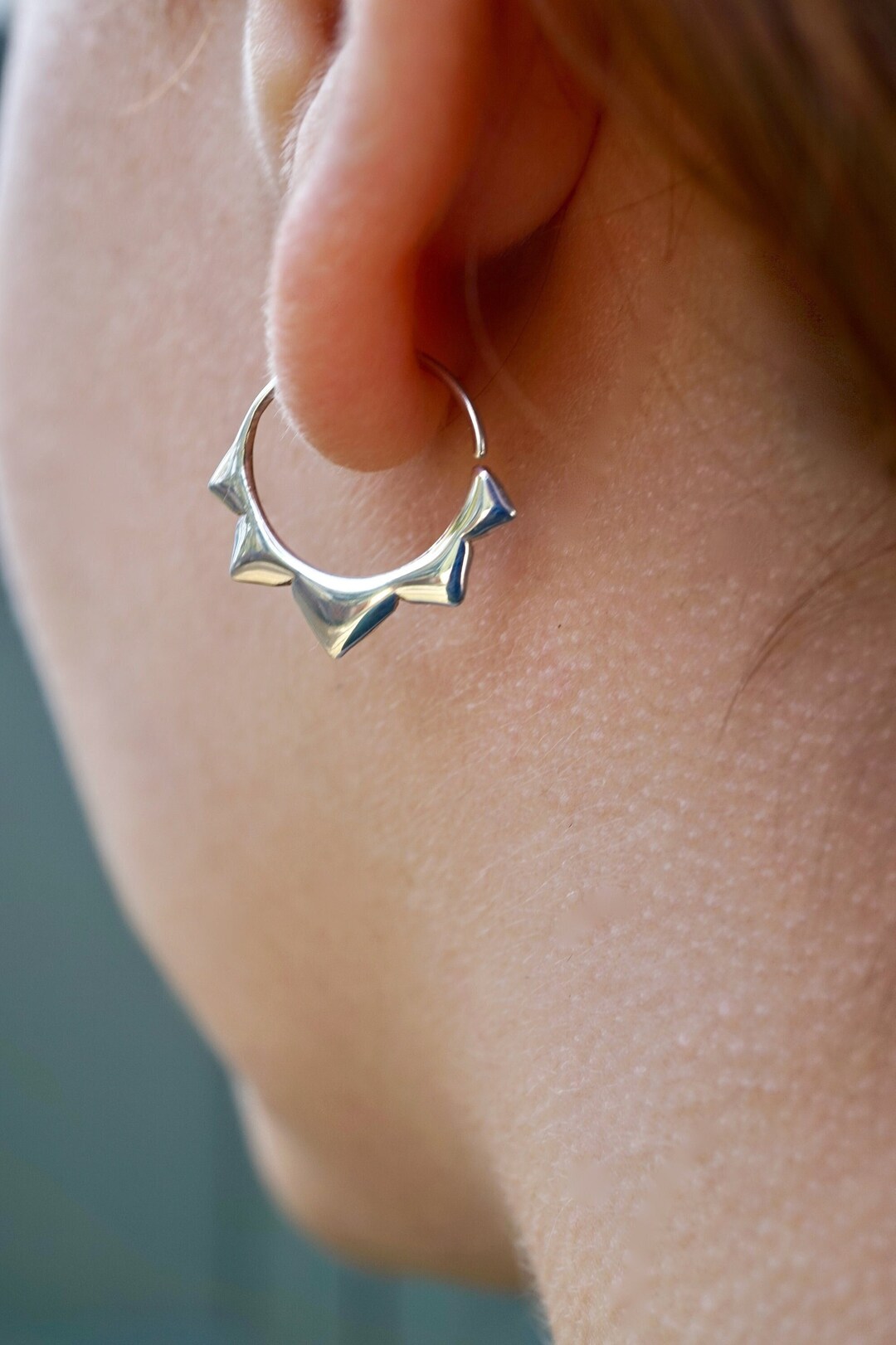 Sterling Silver Hoops 14mm - Flower Petal Sleeper Earrings - (276S) - Etsy