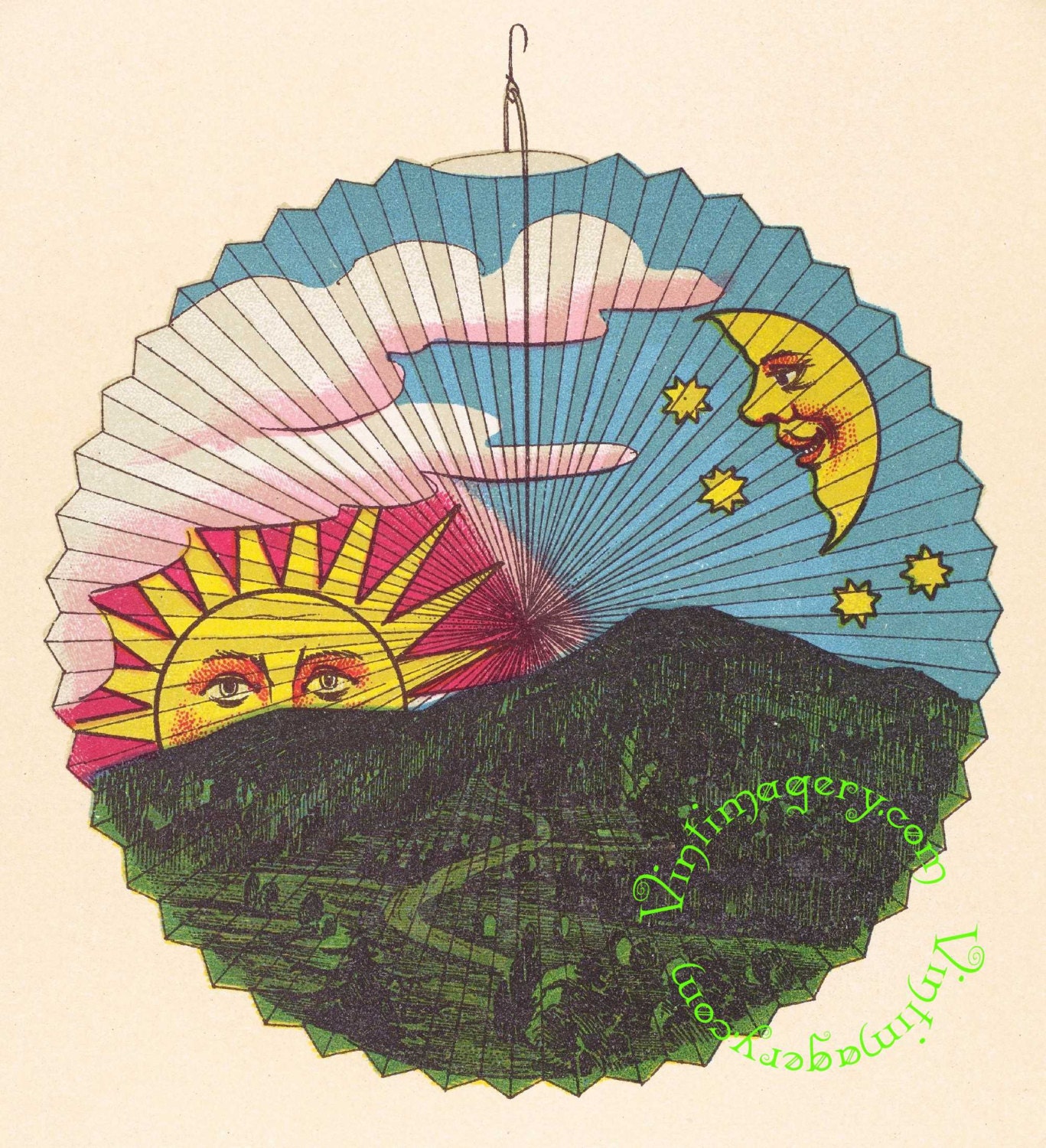 Sun Moon Stars - Paper Lantern No. 5, From 1880 - Etsy