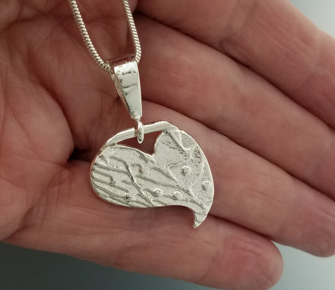 Cuttlefish Cast-sterling Silver-heart Pendant-statement Piece-raised ...