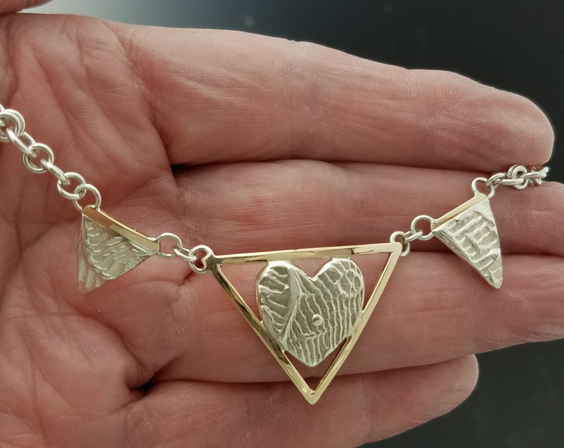 Cuttlefish Cast Sterling Heart Necklace Handmade Sterling - Etsy