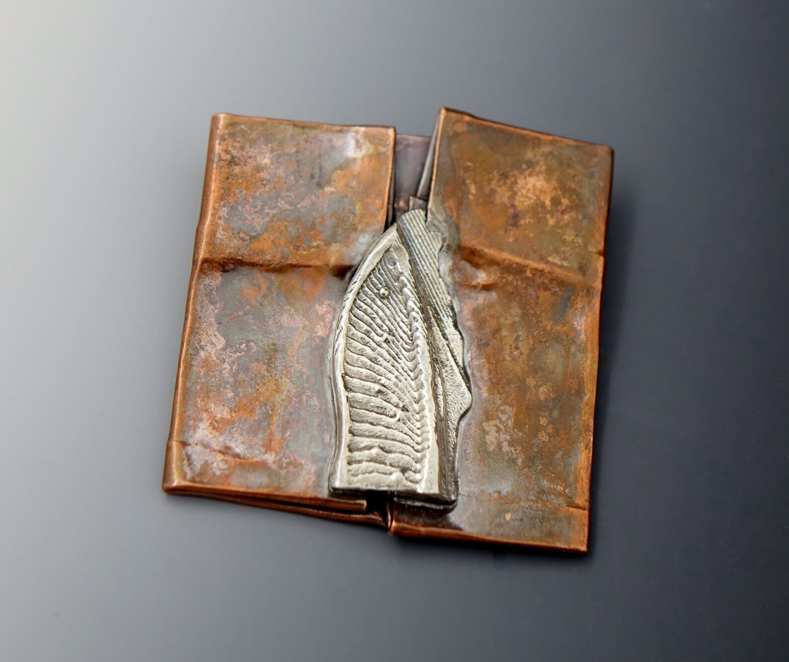 Fold Formed Copper Brooch Mixed Metal Brooch Copper Brooch - Etsy