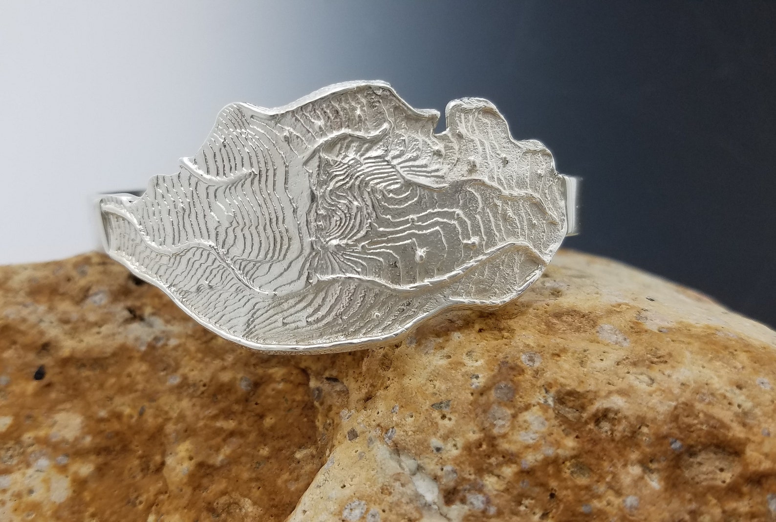 Cuttlefish Cast Sterling Silver Cuff Bracelet: Carved Texture Statement ...