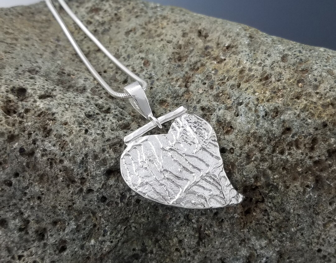 Cuttlefish Cast Sterling Silver Heart Pendant: Textured Statement Piece ...