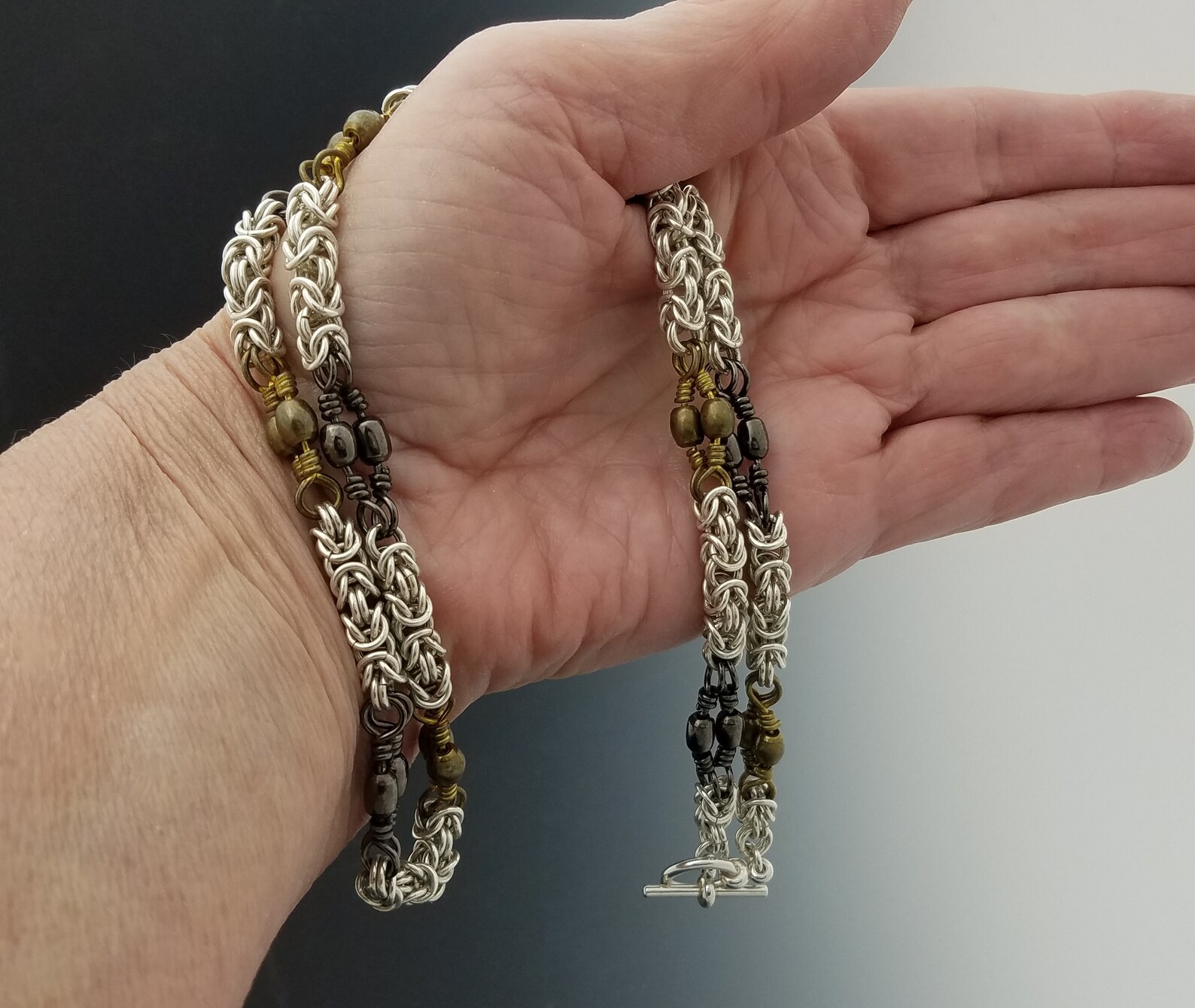 Fishing Swivel Neck Chain - Byzantine Necklace - Chainmaille Necklace ...