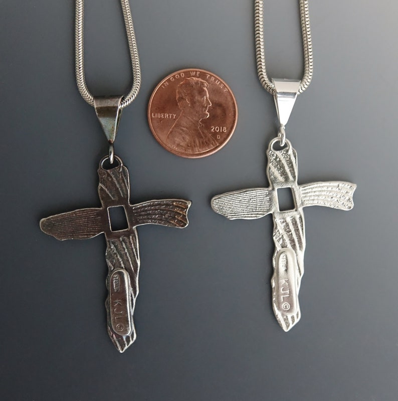 Cuttlefish Cast Sterling Silver Cross Pendant: Christian Religious ...