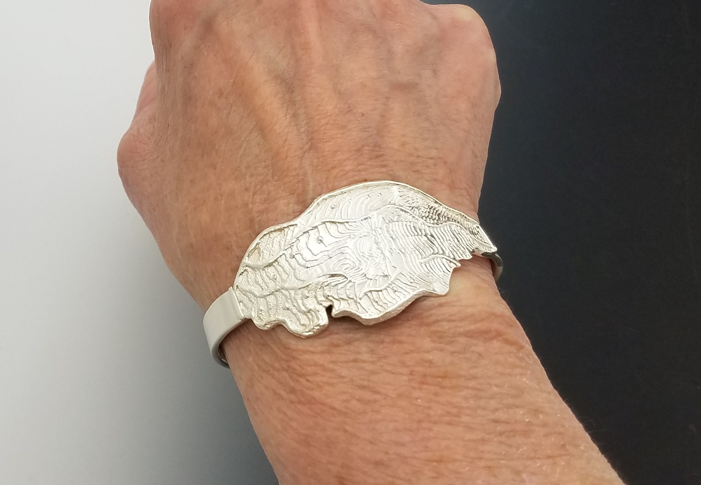 Cuttlefish Cast Sterling Silver Cuff Bracelet: Carved Texture Statement ...