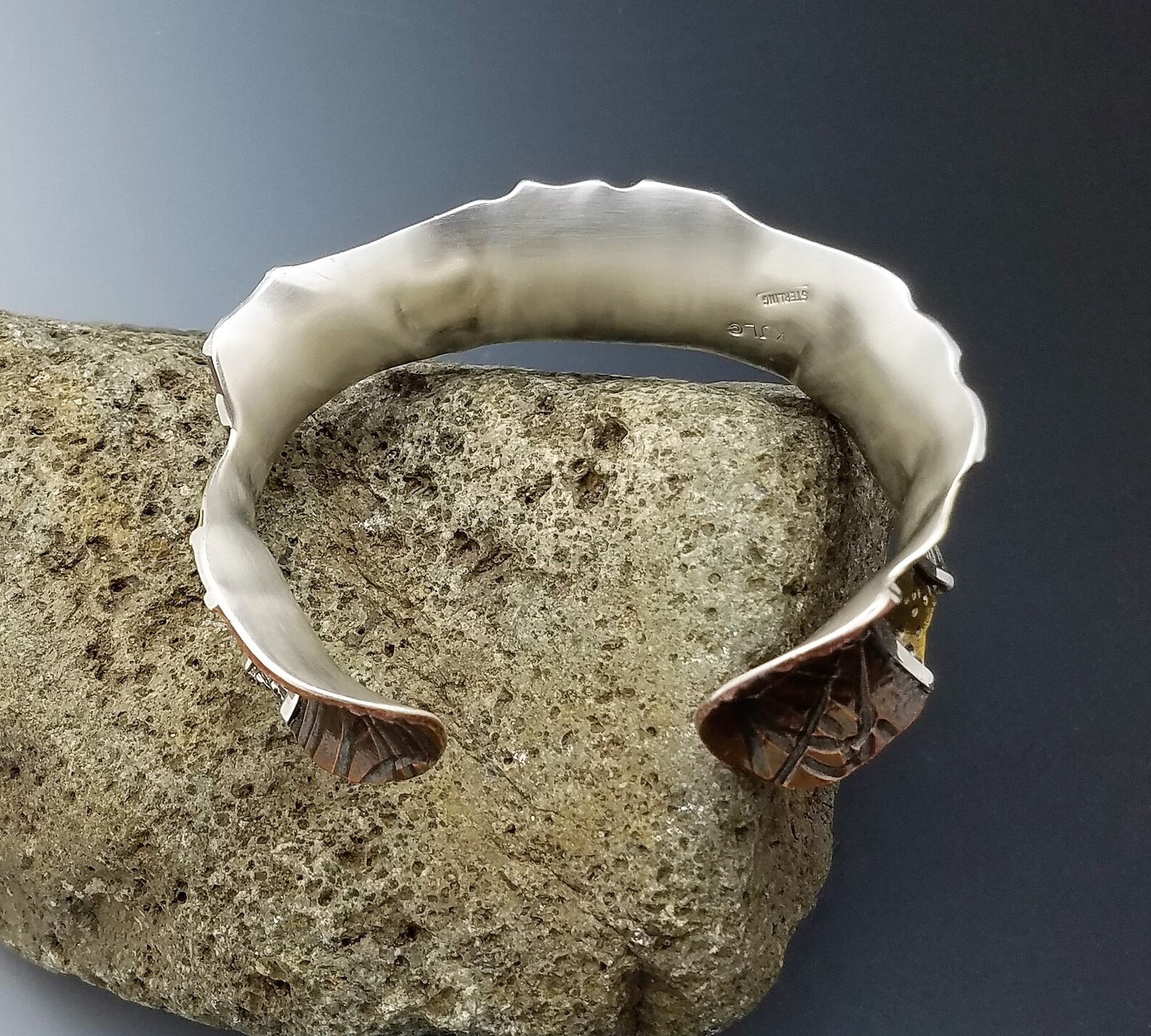 Sterling, Brass, Copper, Reticulated Silver and Mokume Cuff Bracelet ...