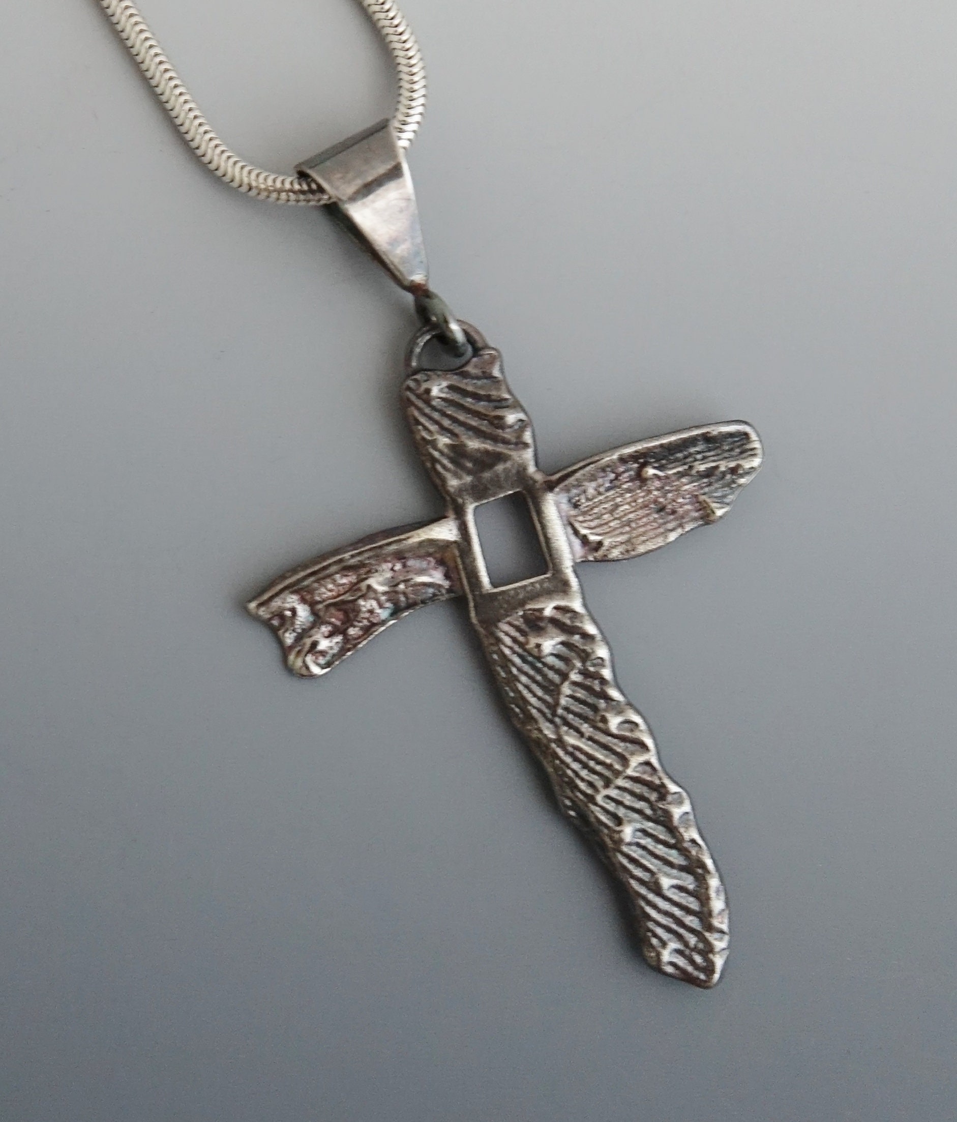 Cuttlefish Cast Sterling Silver Cross Pendant: Christian Religious ...