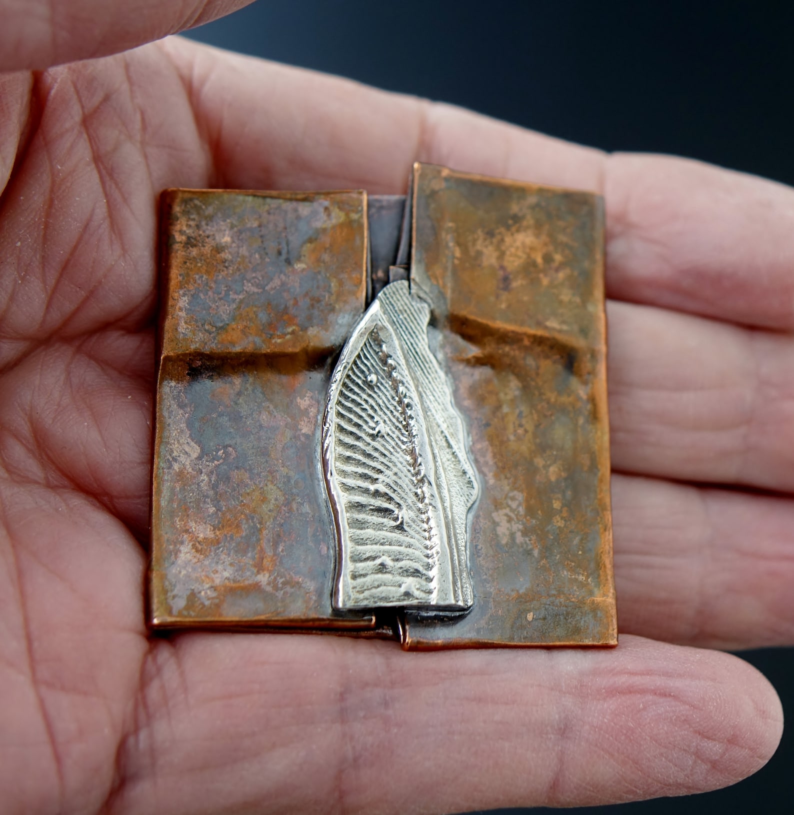 Fold Formed Copper Brooch Mixed Metal Brooch Copper Brooch - Etsy