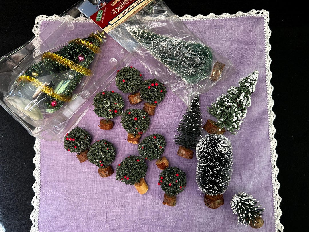 Miniature Evergreen Trees & Bushes-lot of 15-frosted-decorated ...