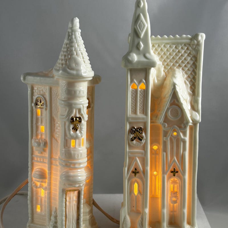 Lighted Ceramic Church - Etsy