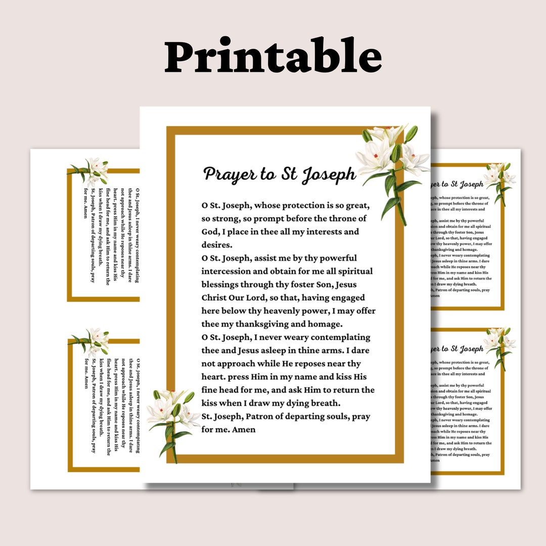 St Joseph Prayer Printable - Etsy