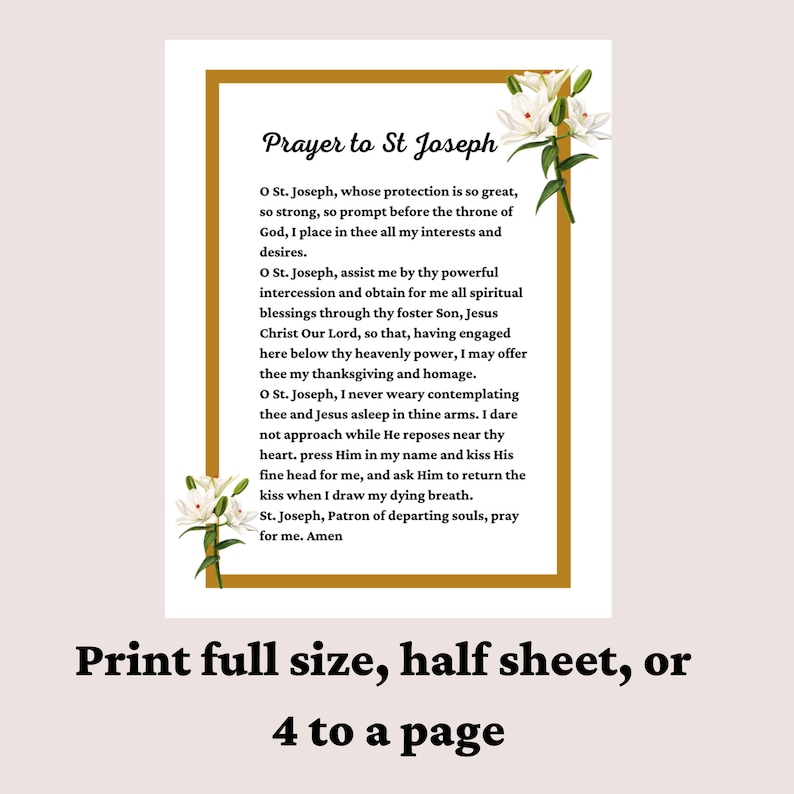 St Joseph Prayer Printable - Etsy