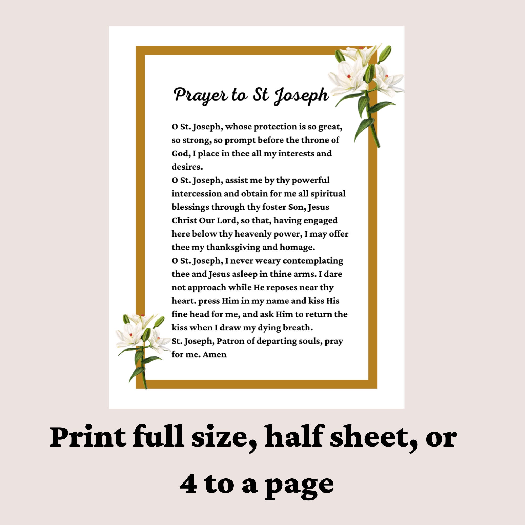 St Joseph Prayer Printable - Etsy