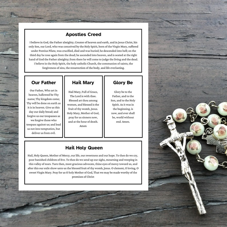 Prayers of the Rosary PDF Digital Print - Etsy