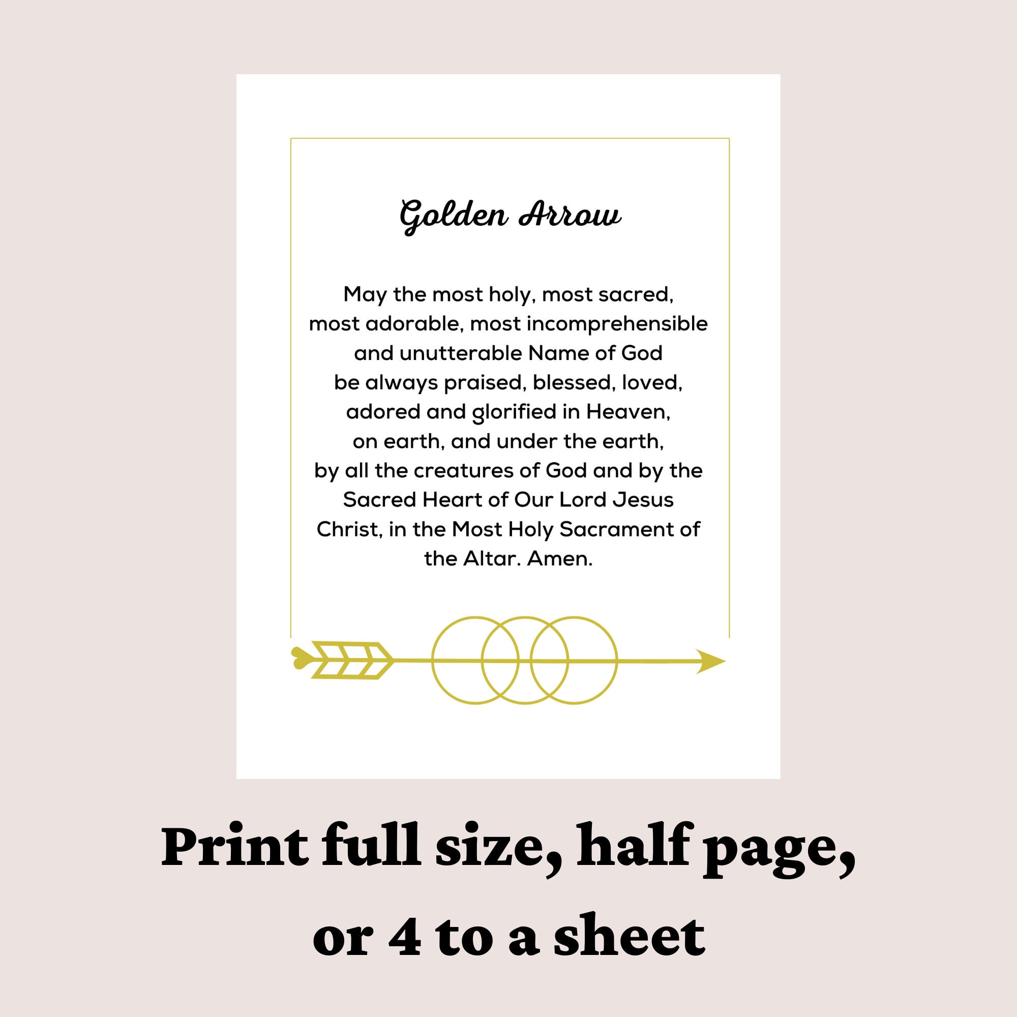Golden Arrow Prayer Printable PDF, Holy Name of Jesus Reparation Prayer ...