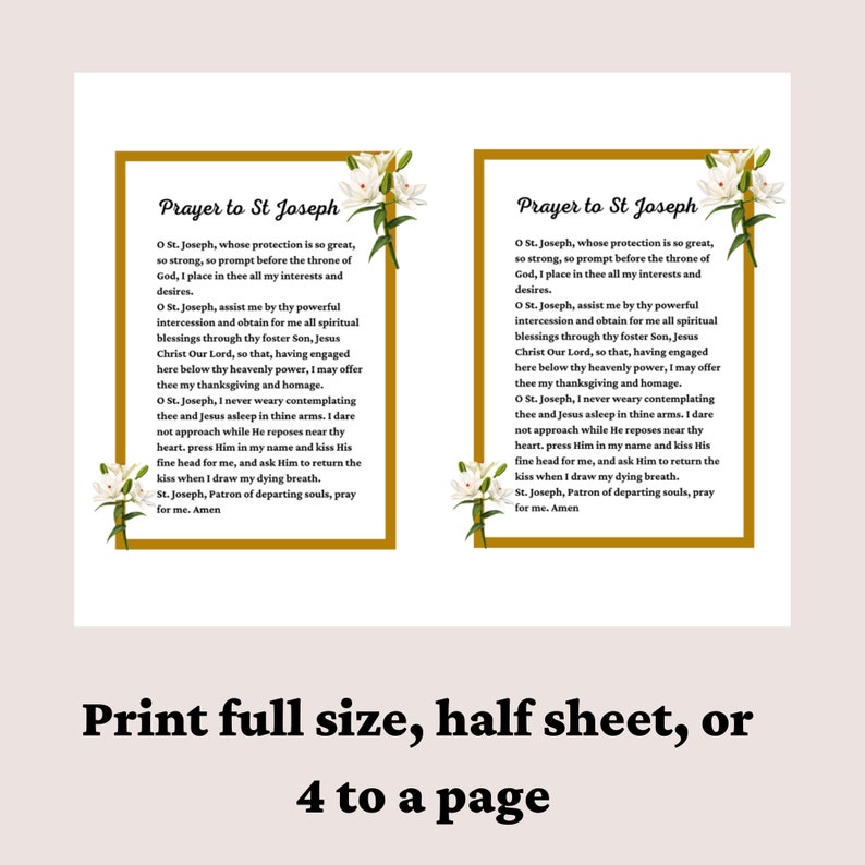 St Joseph Prayer Printable - Etsy