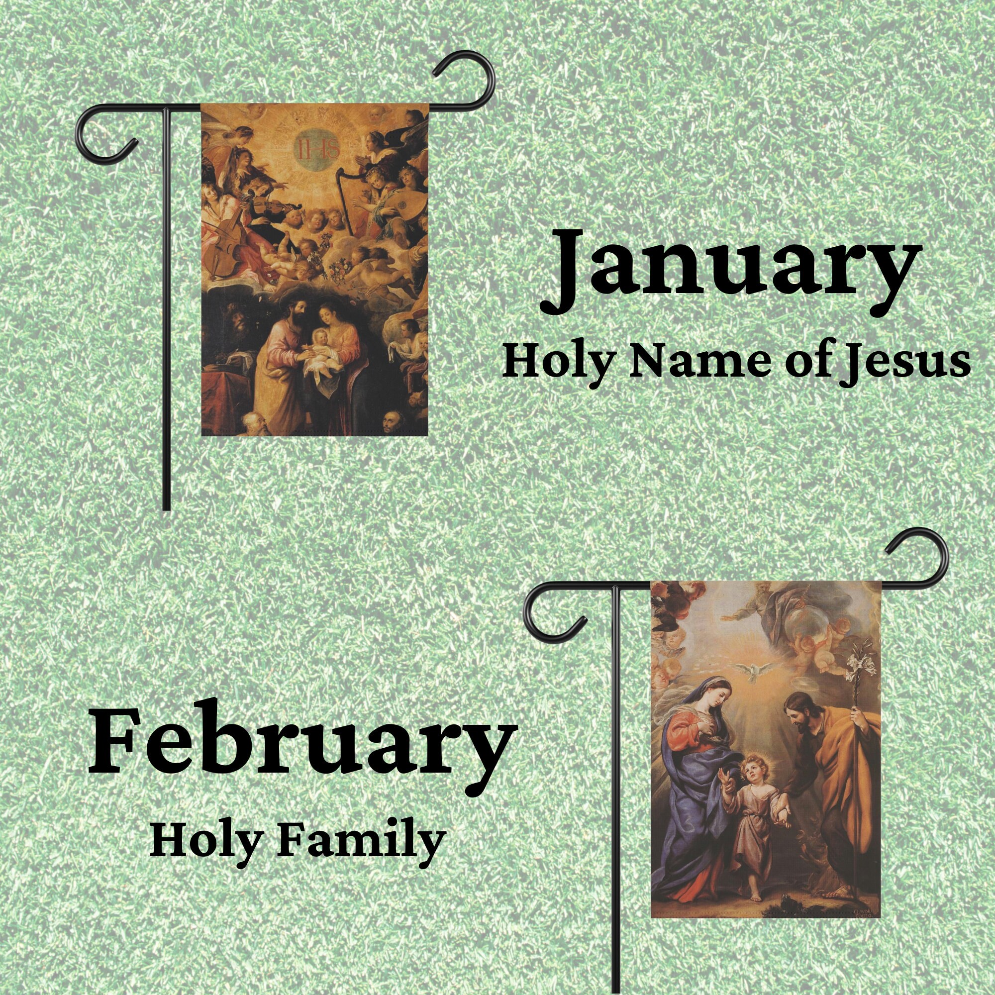 Year of Catholic Garden Banner Flags, 12 Monthly Devotions - Etsy