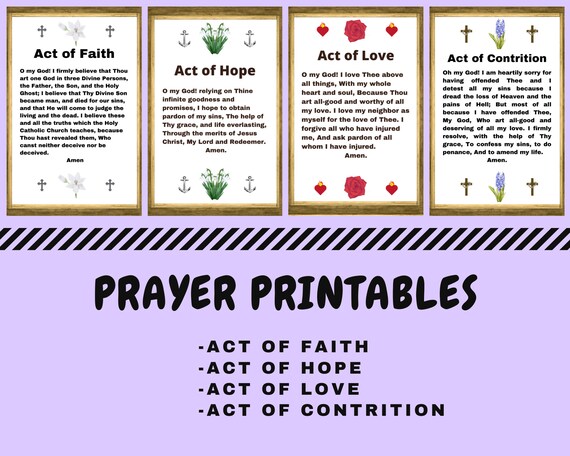 Prayer Printable Acts of Faith Hope Love Contrition With - Etsy Australia