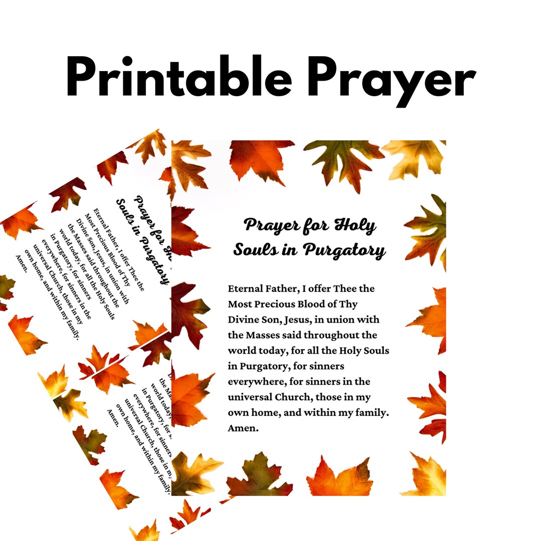 Prayer for the Holy Souls in Purgatory With Fall Leaves PDF Digital ...
