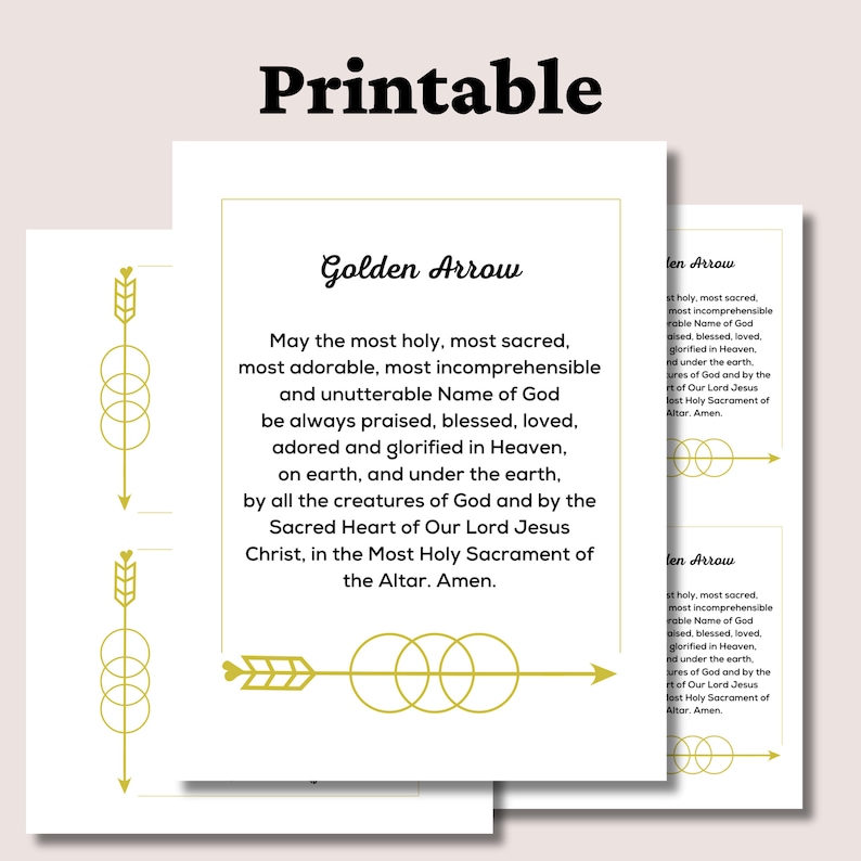 Golden Arrow Prayer Printable PDF, Holy Name of Jesus Reparation Prayer ...