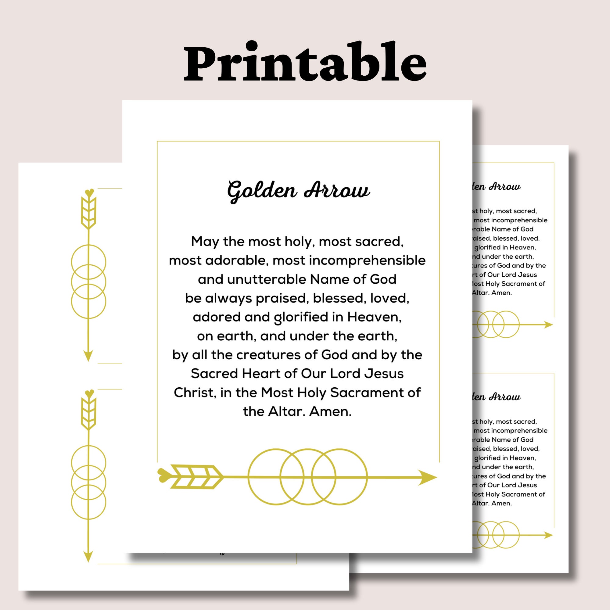 Golden Arrow Prayer Printable PDF, Holy Name of Jesus Reparation Prayer ...