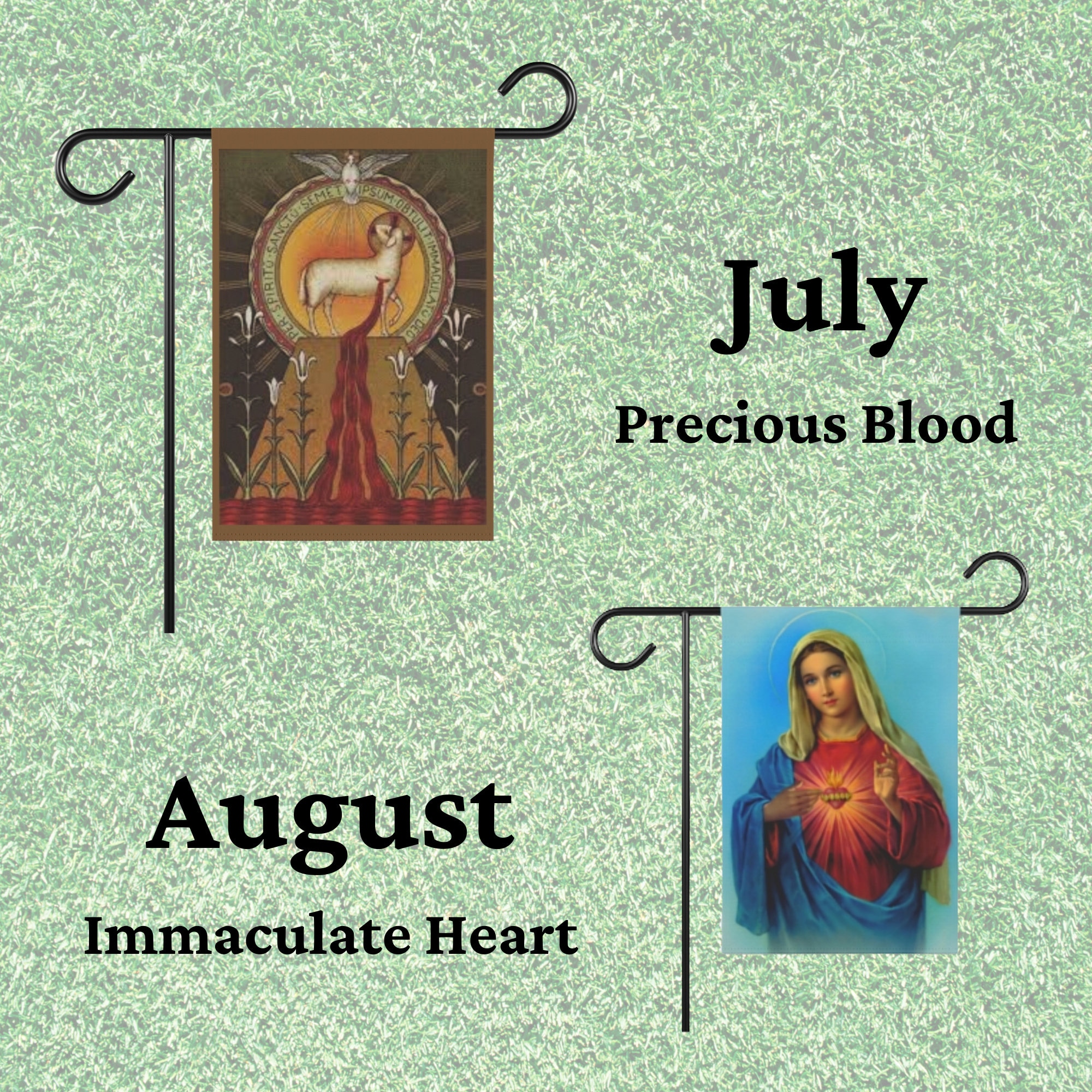 Year of Catholic Garden Banner Flags, 12 Monthly Devotions - Etsy