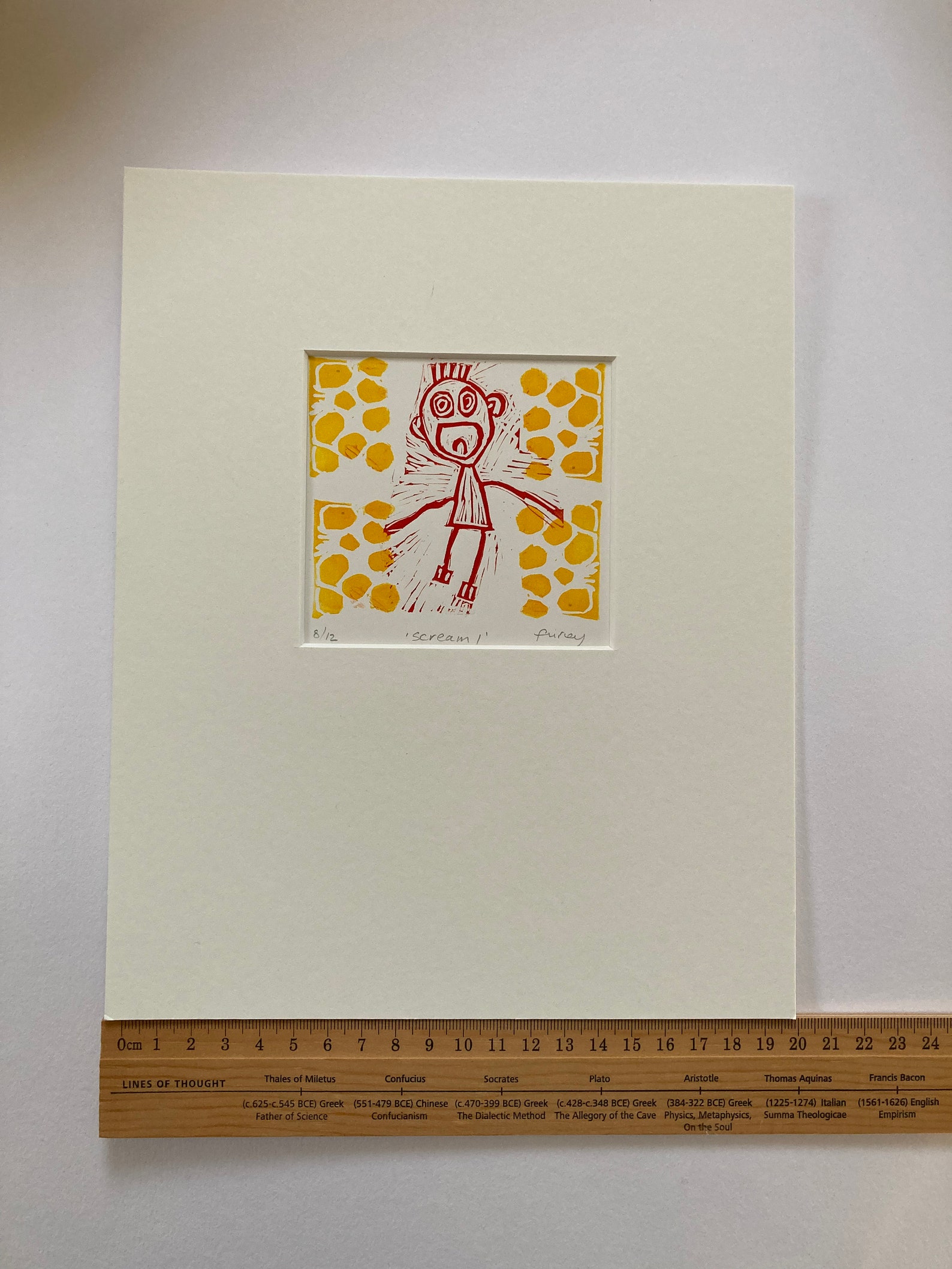 Scream 1 Two Colour Lino-print Hand Printed by Kathleen Furey. - Etsy