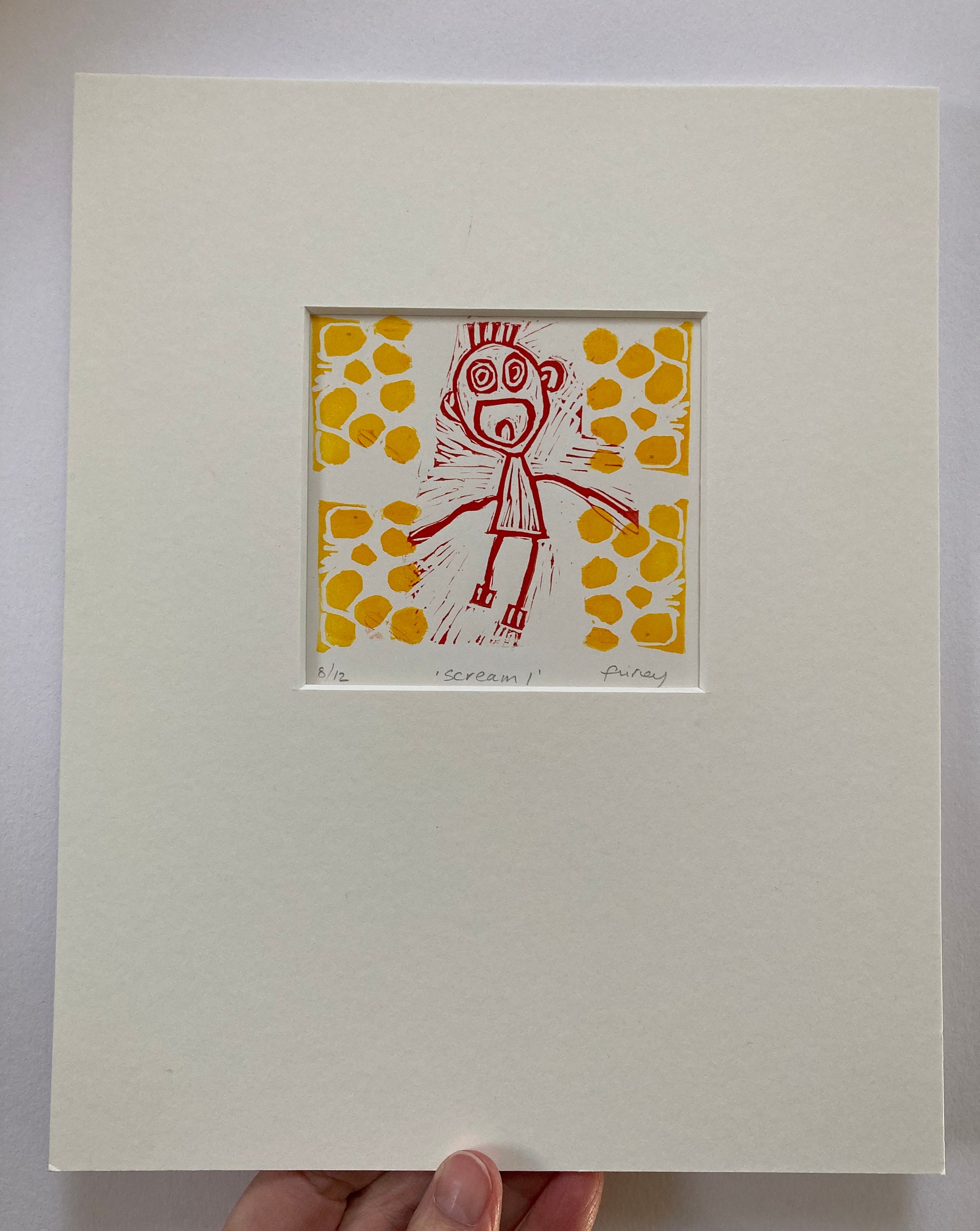 Scream 1 Two Colour Lino-print Hand Printed by Kathleen Furey. - Etsy
