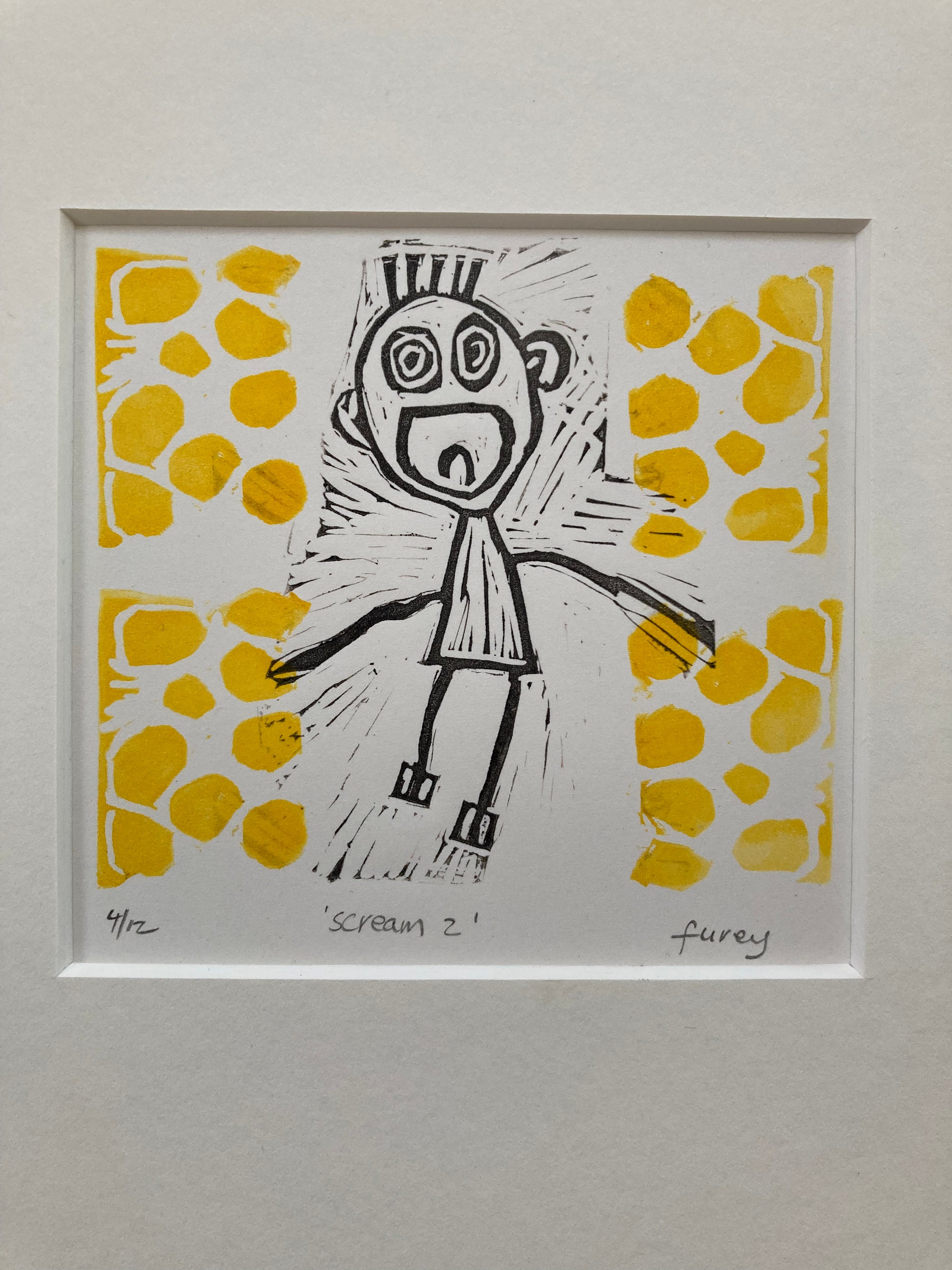Scream 2 - Two Colour Lino-print by Kathleen Furey - Hand Printed - Etsy