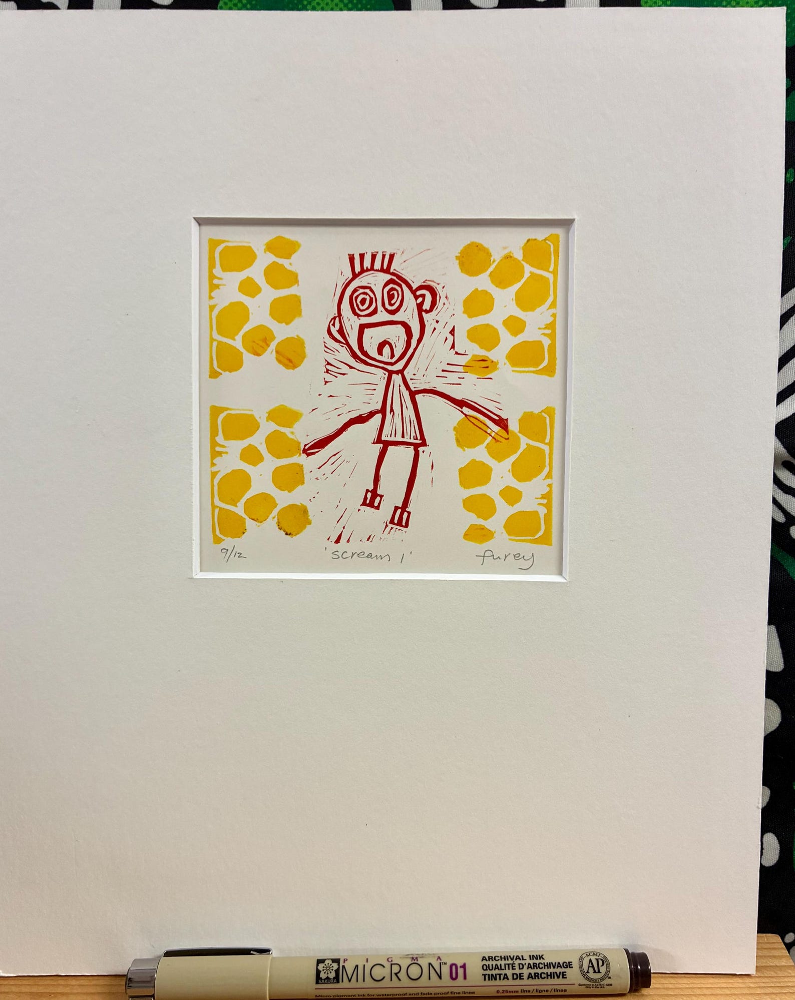 Scream 1 Two Colour Lino-print Hand Printed by Kathleen Furey. - Etsy