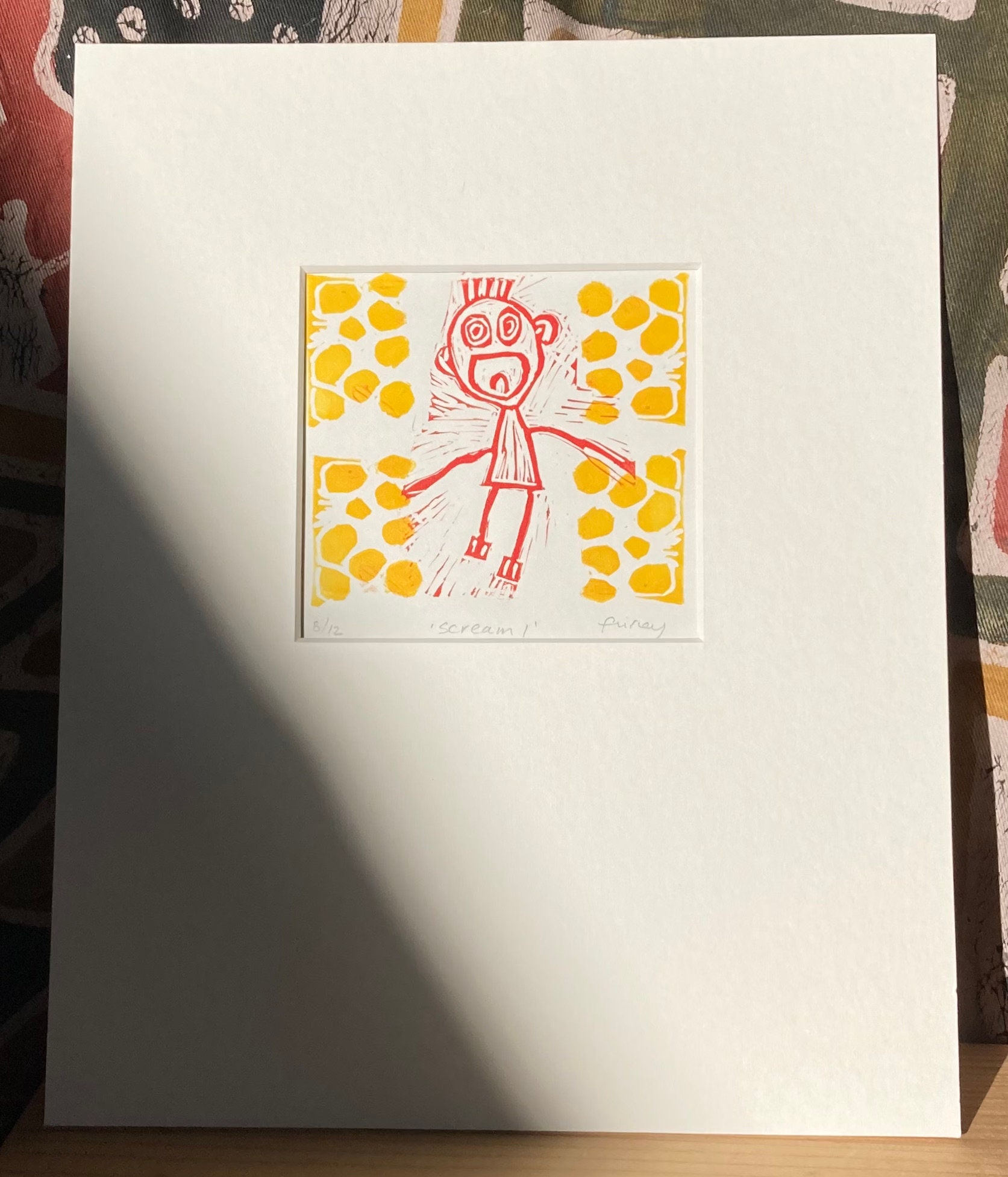 Scream 1 Two Colour Lino-print Hand Printed by Kathleen Furey. - Etsy