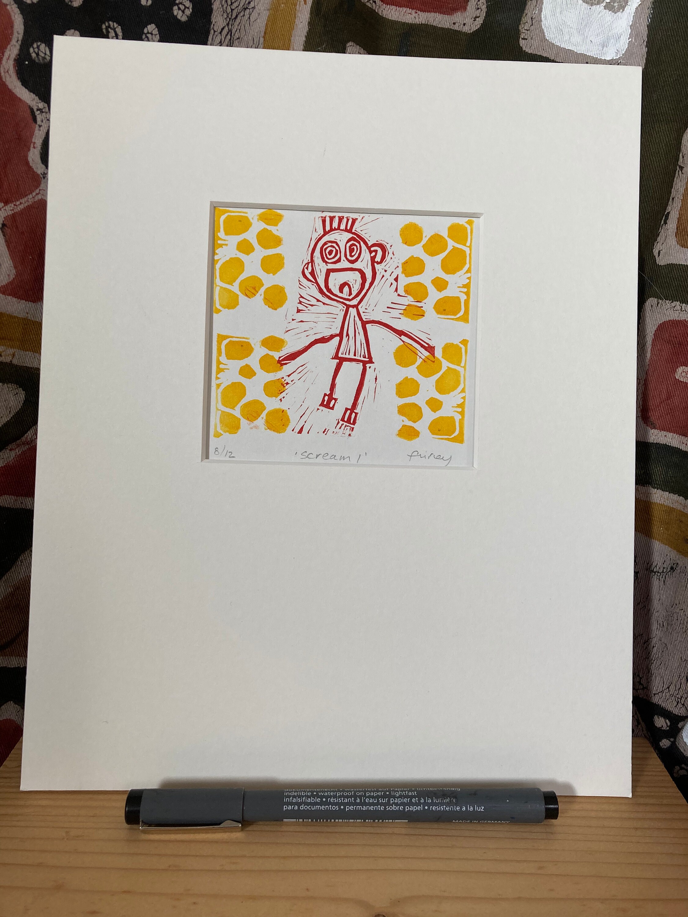 Scream 1 Two Colour Lino-print Hand Printed by Kathleen Furey. - Etsy