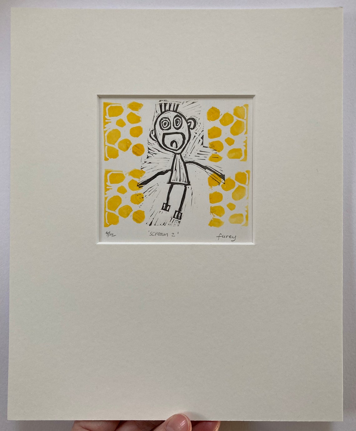 Scream 2 - Two Colour Lino-print by Kathleen Furey - Hand Printed - Etsy