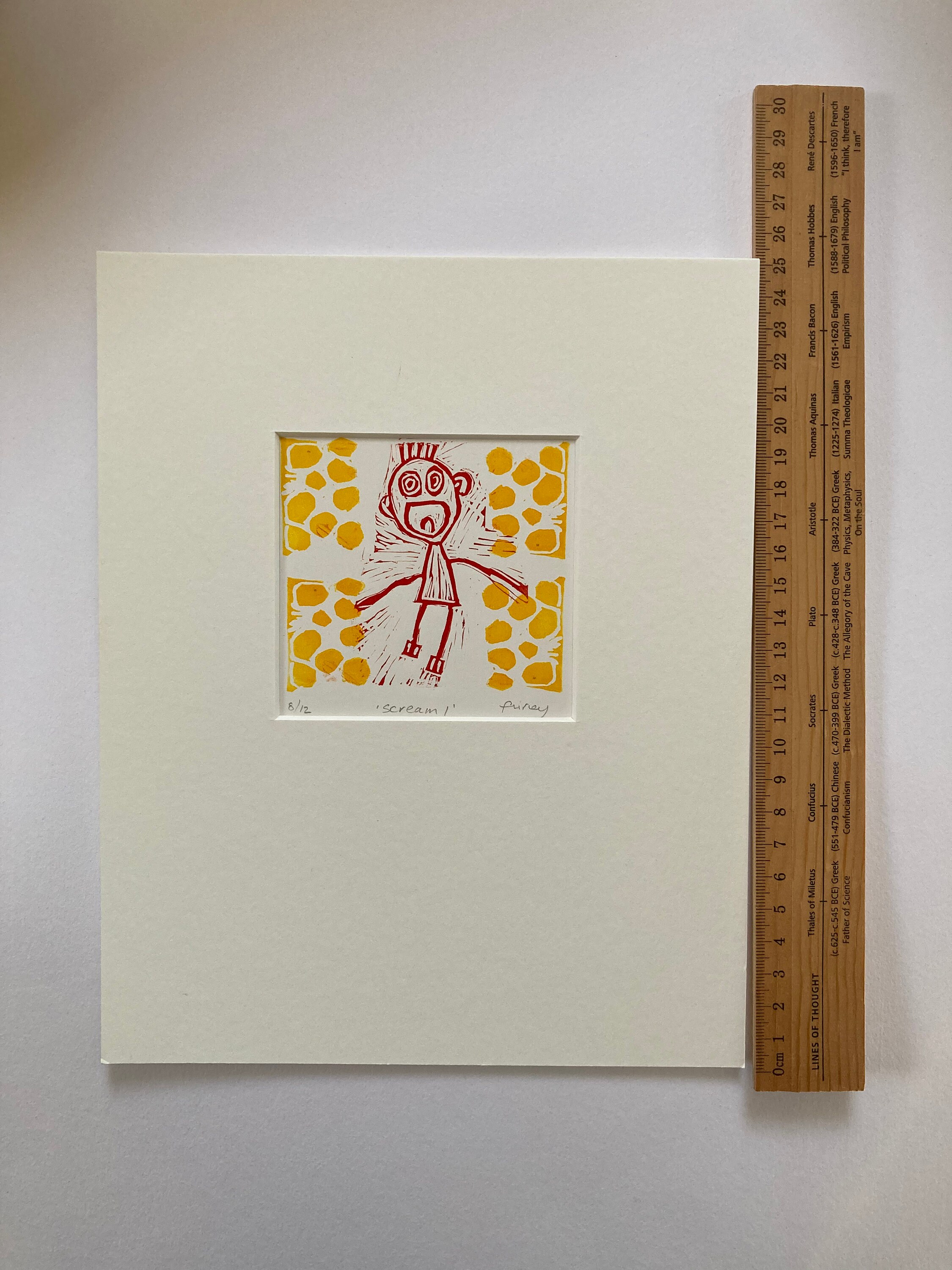 Scream 1 Two Colour Lino-print Hand Printed by Kathleen Furey. - Etsy
