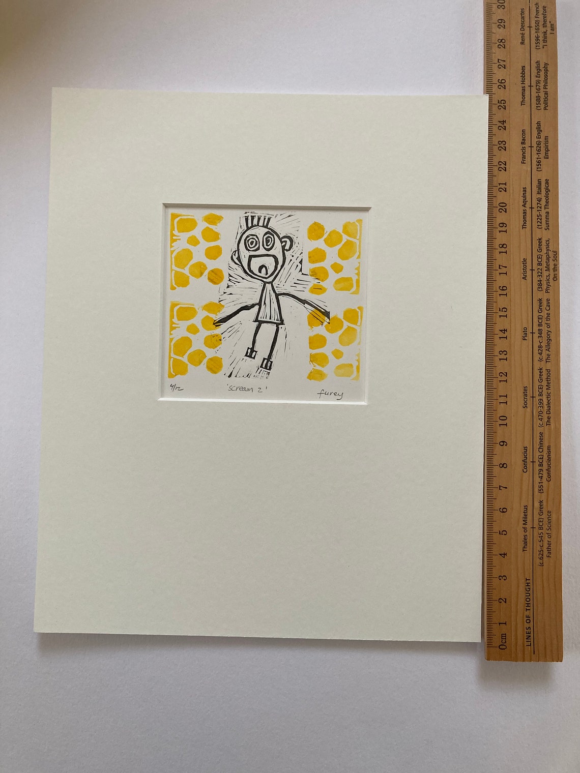 Scream 2 - Two Colour Lino-print by Kathleen Furey - Hand Printed - Etsy
