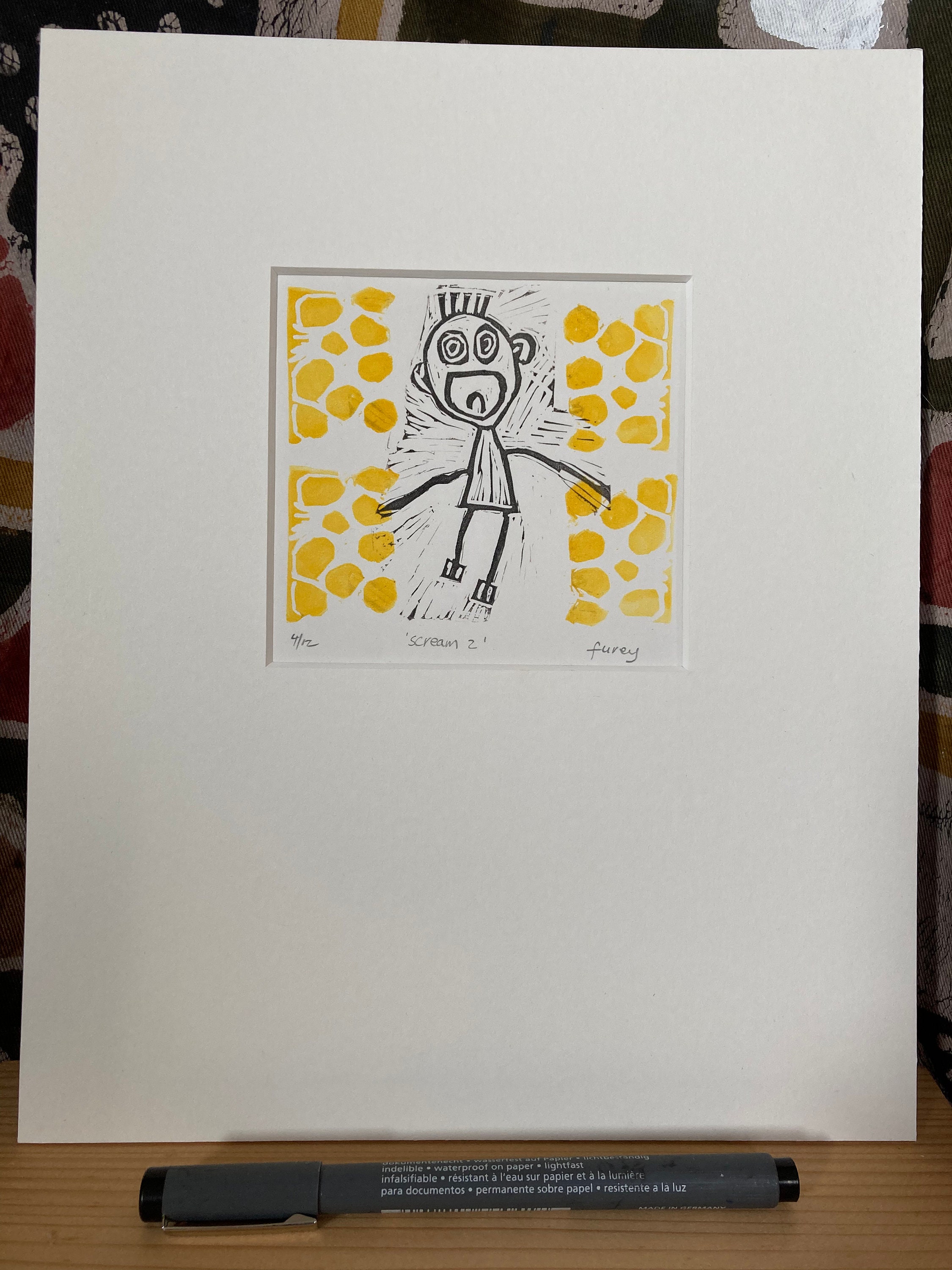 Scream 2 - Two Colour Lino-print by Kathleen Furey - Hand Printed - Etsy