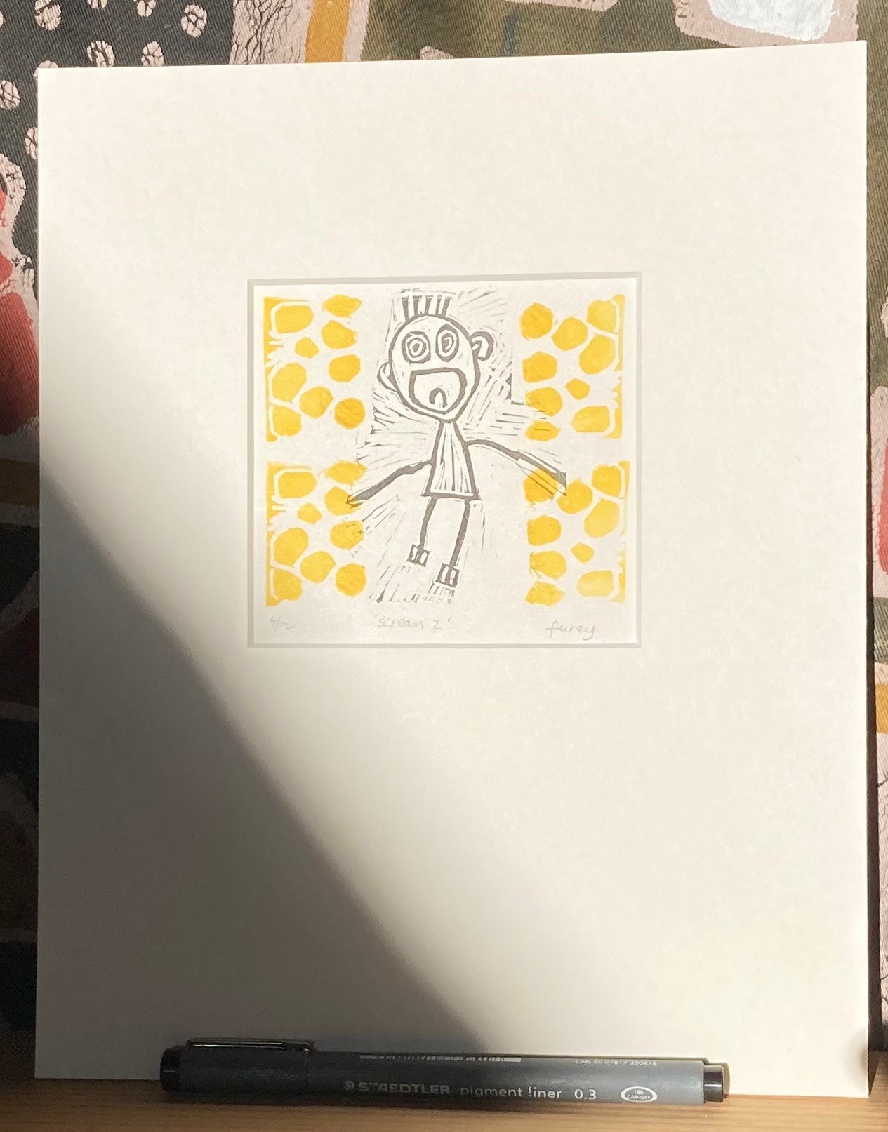 Scream 2 - Two Colour Lino-print by Kathleen Furey - Hand Printed - Etsy