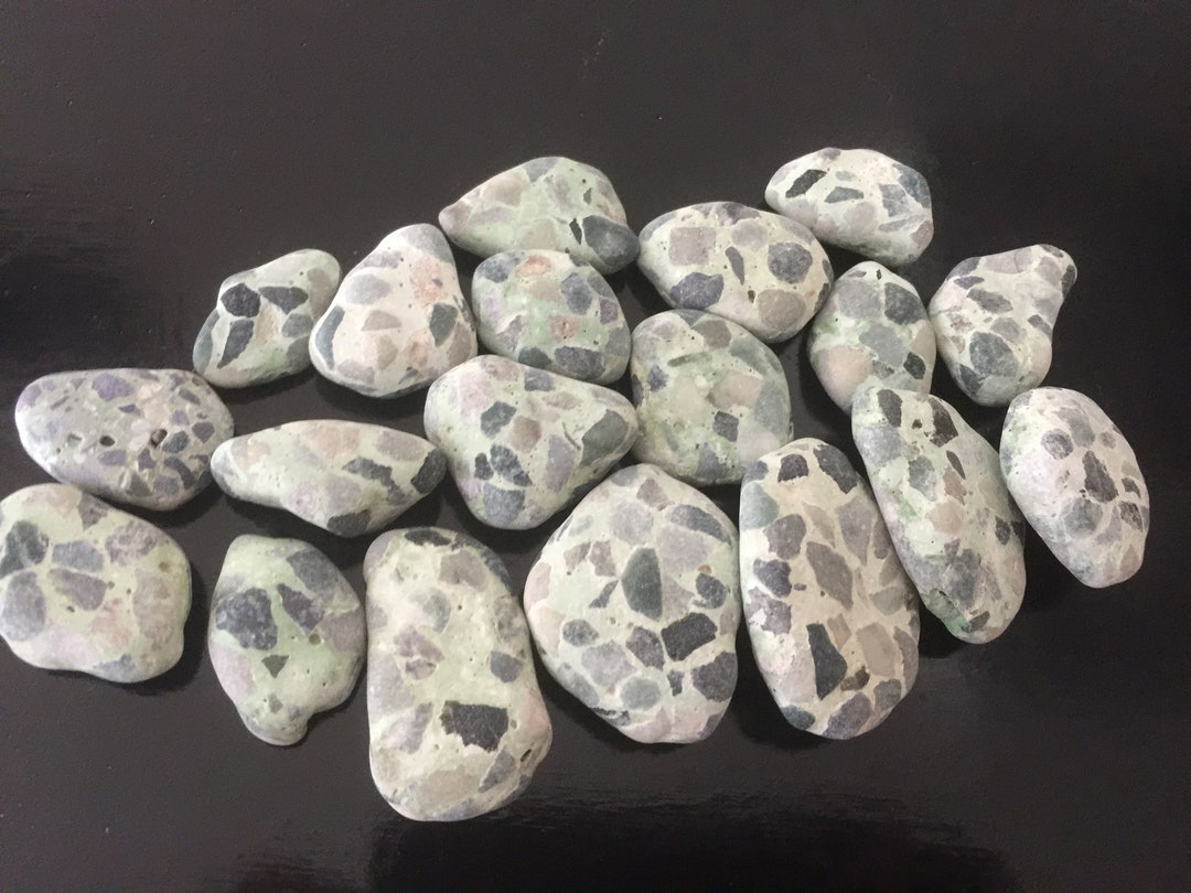 Terrazzo Steine Kieselstein Grün Strand Gekämmte Menge Kunst Versorgung ...