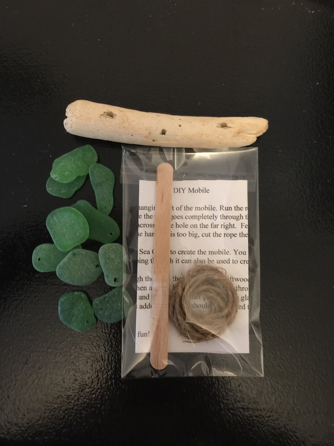 DIY Driftwood Mobile Kit Sea Glass Hanging Kit, Beach Glass Decor, Wind ...