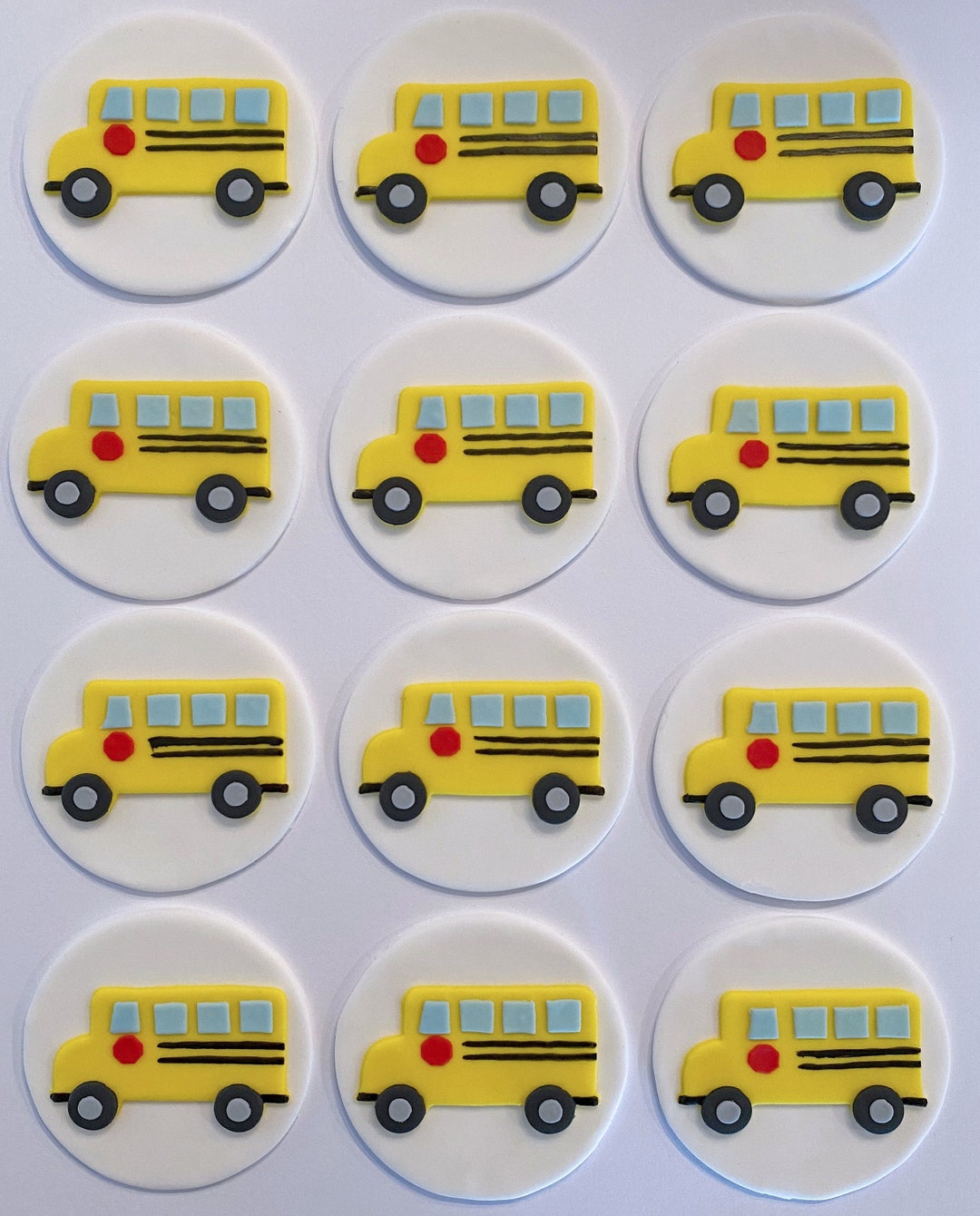 Fondant Cupcake Toppers - School Bus - Etsy