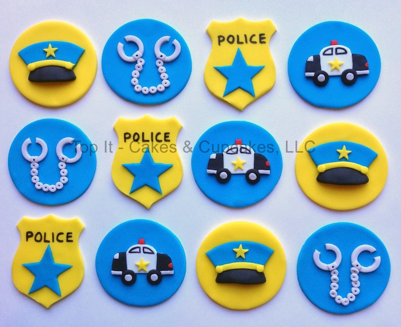 Fondant Cupcake Toppers - Police - Etsy