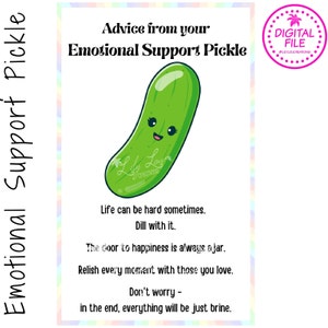 Advice From Your Emotional Support Pickle Hangtag - Digital File ONLY ...