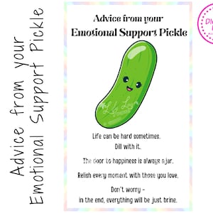 Advice From Your Emotional Support Pickle Hangtag Digital - Etsy