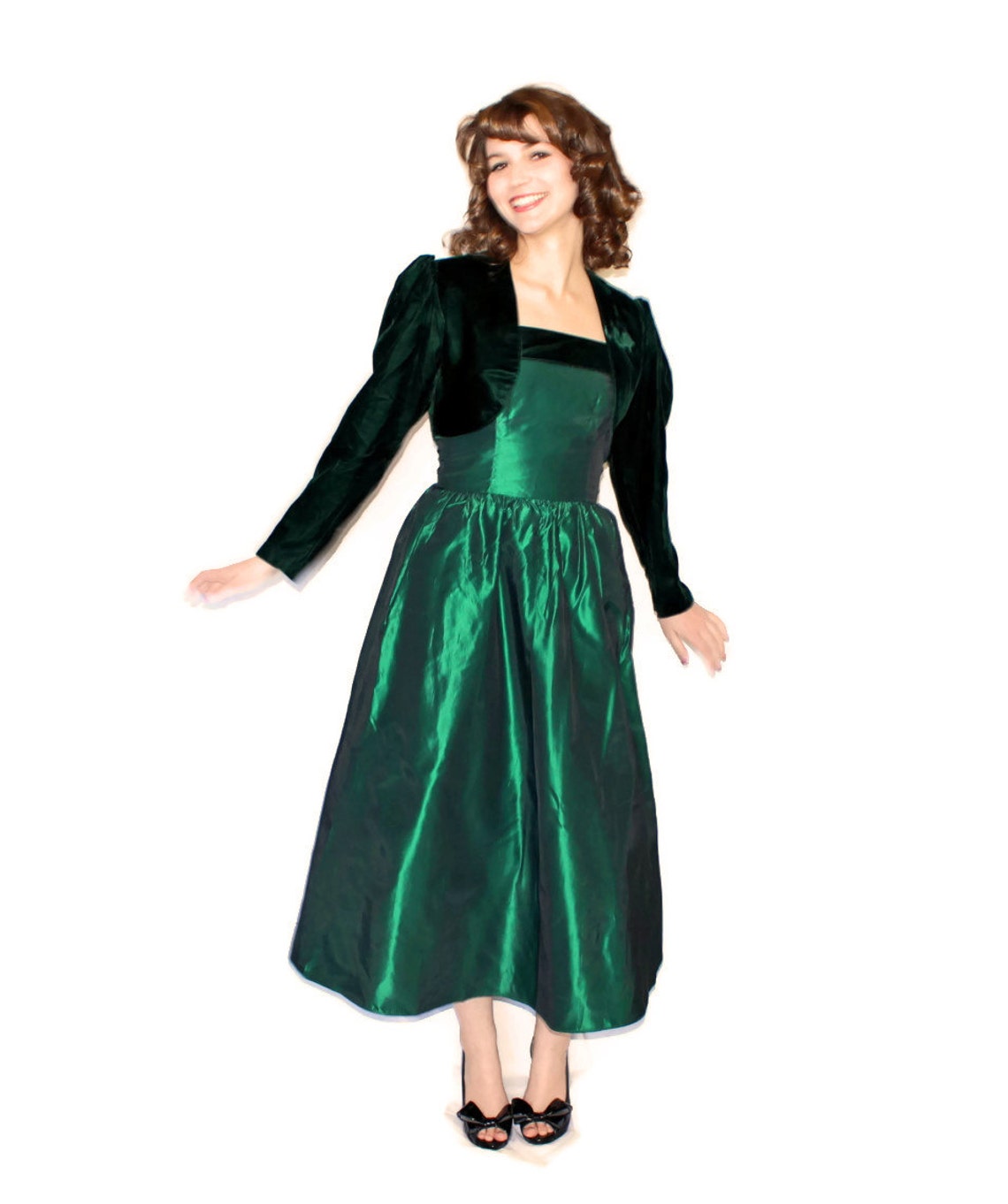 60s Maxi Dress Set. Emerald dress. Twee dress. Strapless Dress | Etsy