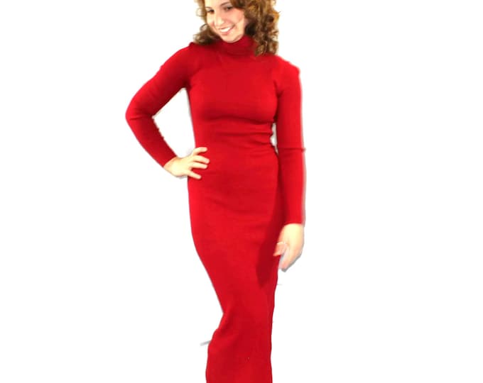 Vintage Dark Red Knit Dress. Sweater Dress. Valentine's - Etsy
