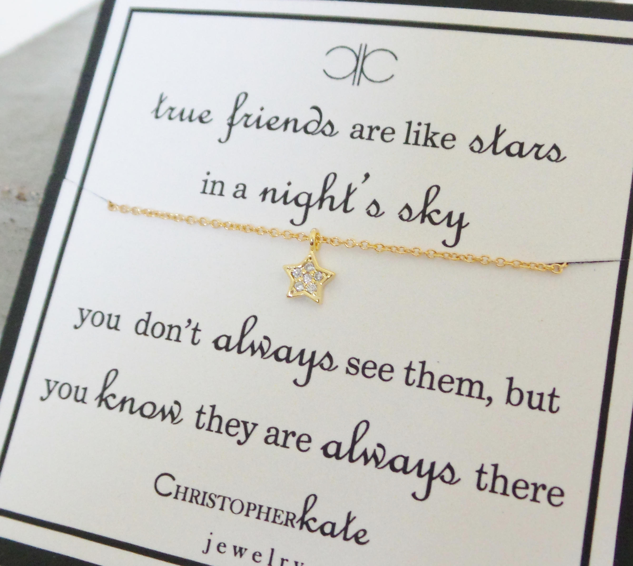 Tiny CZ Star Necklace...friendship, Best Friend, Long Distance ...